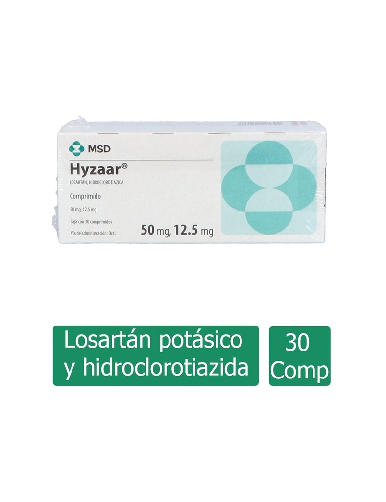 Hyzaar 50 / 12.5 Mg Caja Con 30 Comprimidos 2X1 | Club Presalud