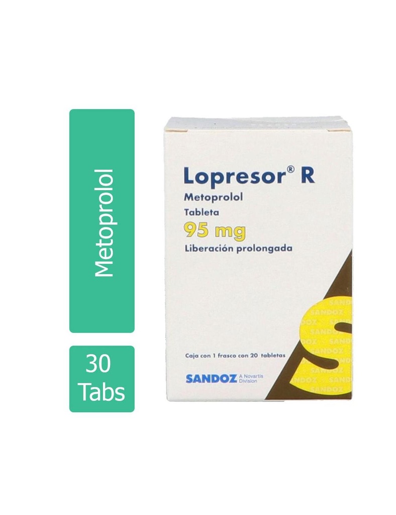 Lopresor R 95 Mg 20 Tabletas | Club Presalud