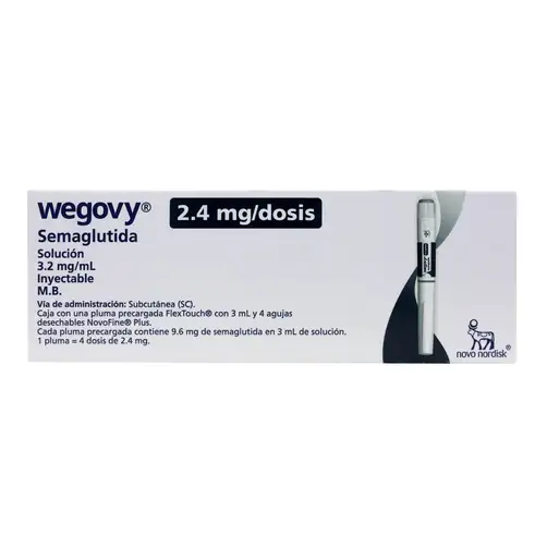 Wegovy Novo Nordisk Semaglutida Solución 3.2 mg/ml Inyectable Caja Con Pluma Precargada 2.4 mg ...